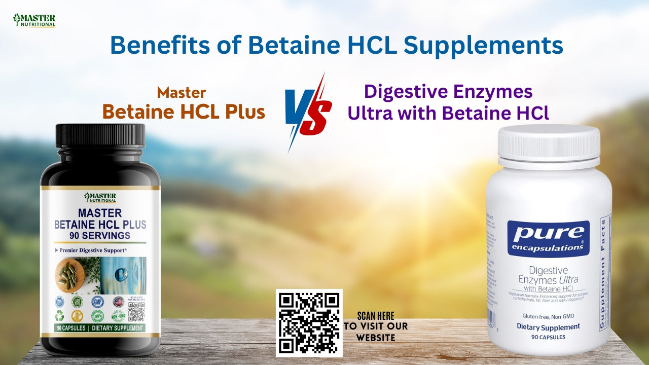 Betaine HCl Supplements Benefit: Master vs Ultra Digestive Enzymes ...